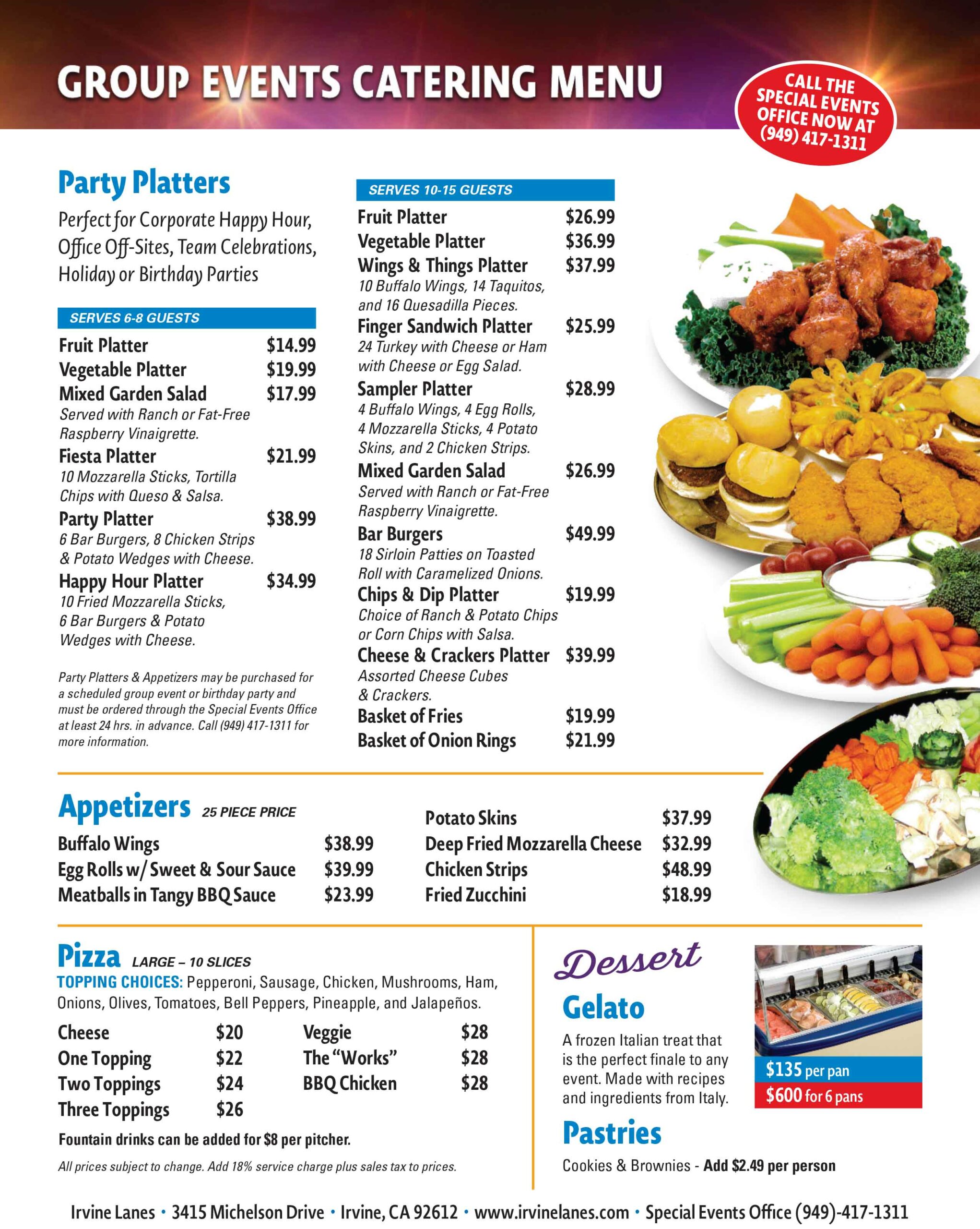 Party Platters | Irvine Lanes